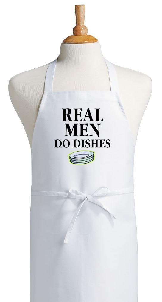 Humorous Cooking Aprons Real Men Do Dishes Novelty Chef Apron