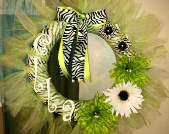 Items similar to 14" Zebra Print Tulle Wreath (EXAMPLE) on Etsy