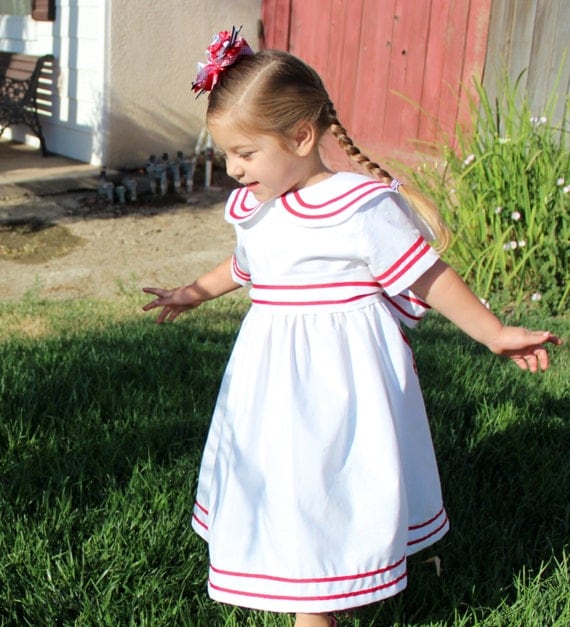 Items similar to Girls Sailor dress Nautical dress Navy anchors aweigh ...