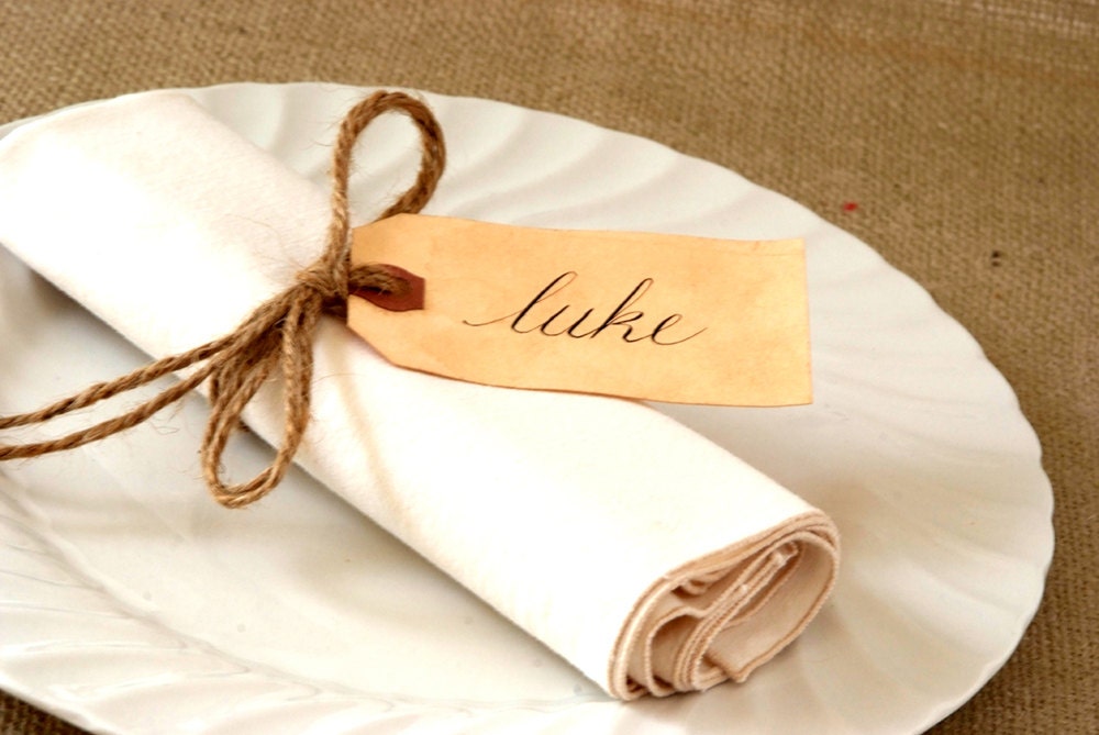 Wedding Table Setting Rustic Name Cards Place Cards Hand