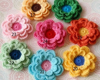 6 Crochet Flowers With Pearls In Ginger Snap Lt Pink by YHcrochet