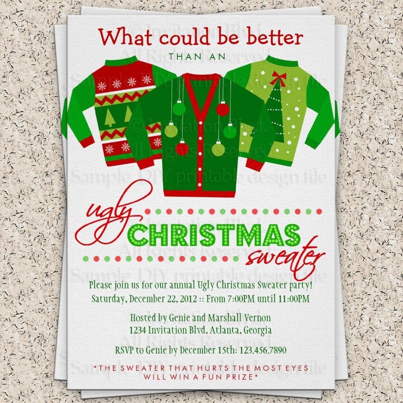 Party Invitations Ugly Sweater Christmas Party Invitations Templates Free