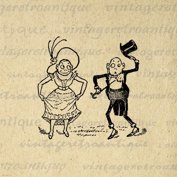 Cartoon Formal Greeting with Top Hat by VintageRetroAntique