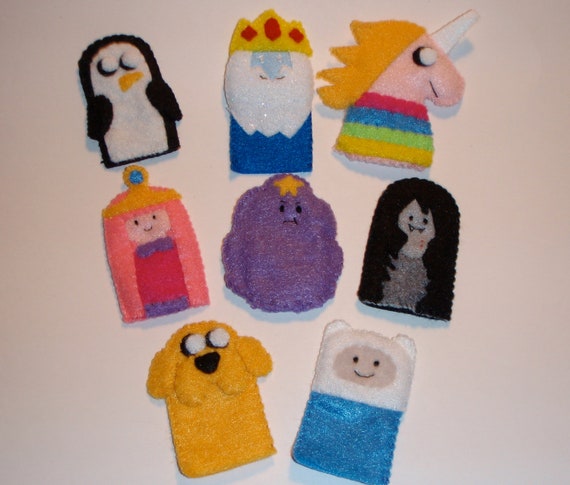 Adventure Time Felt Finger Puppets Pick Any Three by PuppetParty