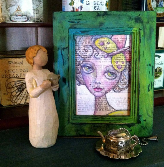 Items similar to Big-Eyed Girl Art Print: My Dear Marie with Butterfly ...