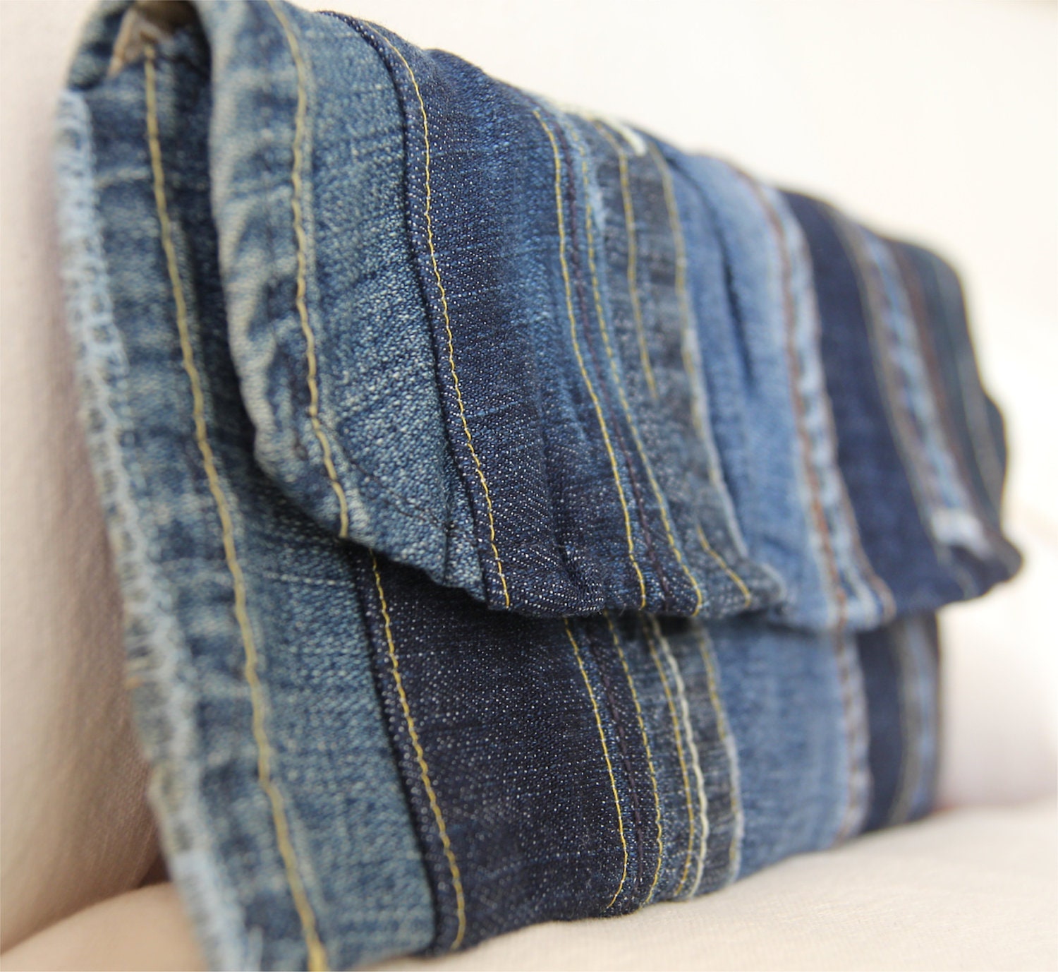 Denim Clutch made from Repurposed Jeans
