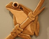 Items similar to Natural Wood Frog Intarsia on Etsy