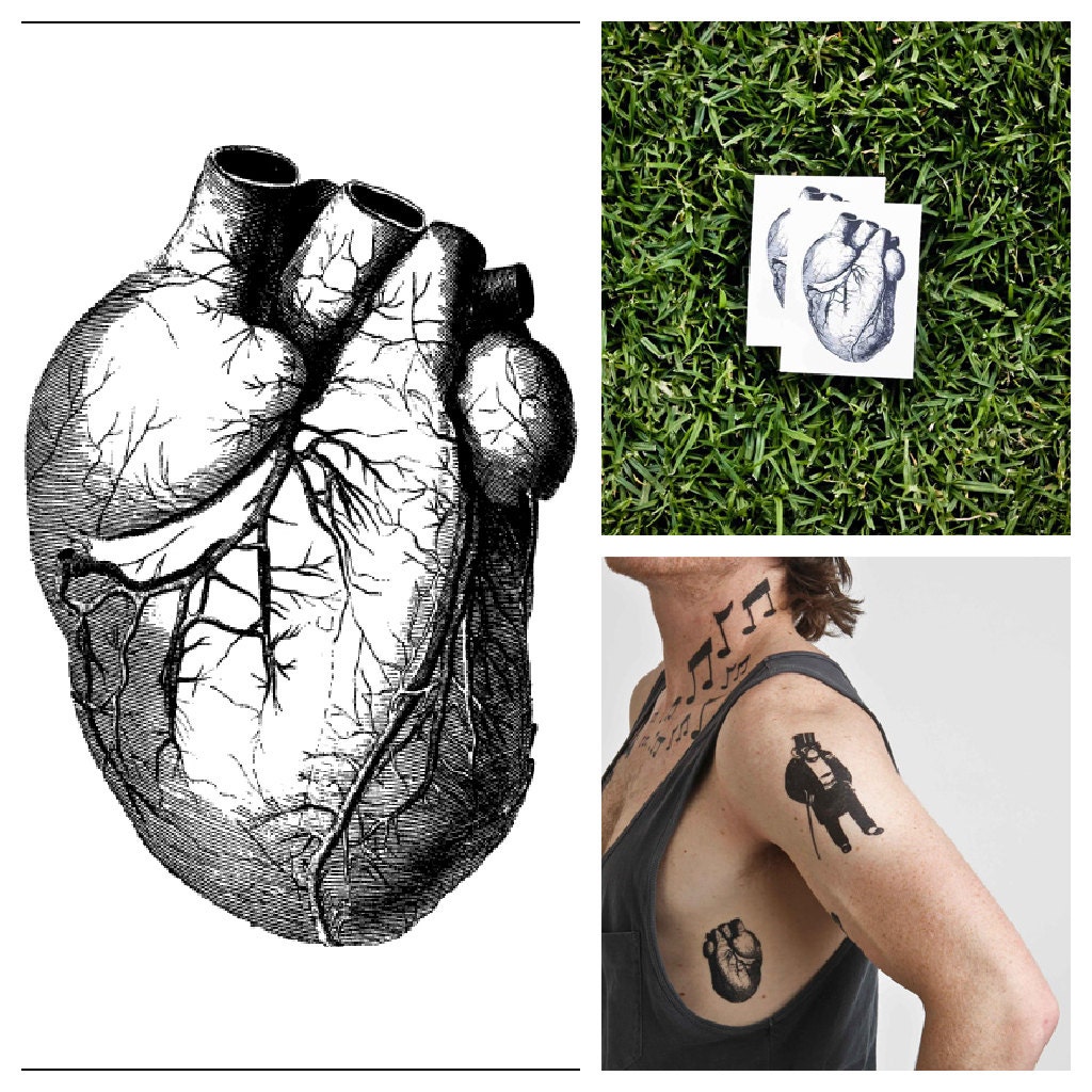Heart temporary tattoo Set of 2