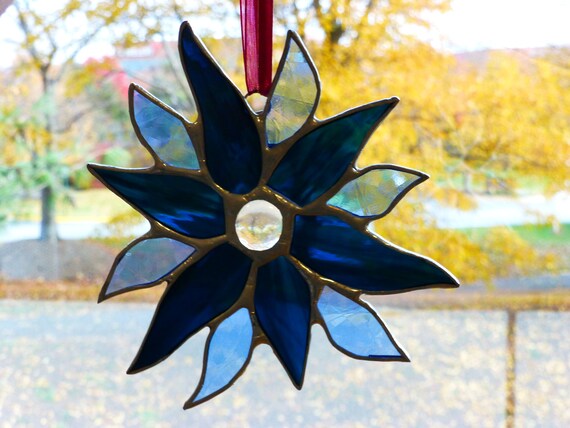 Starburst Flower Stained Glass Suncatcher by GreenDragonArtGlass