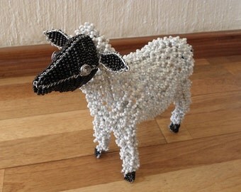 African Beaded Wire Animal WILD DOG Natural by Hadeda on Etsy