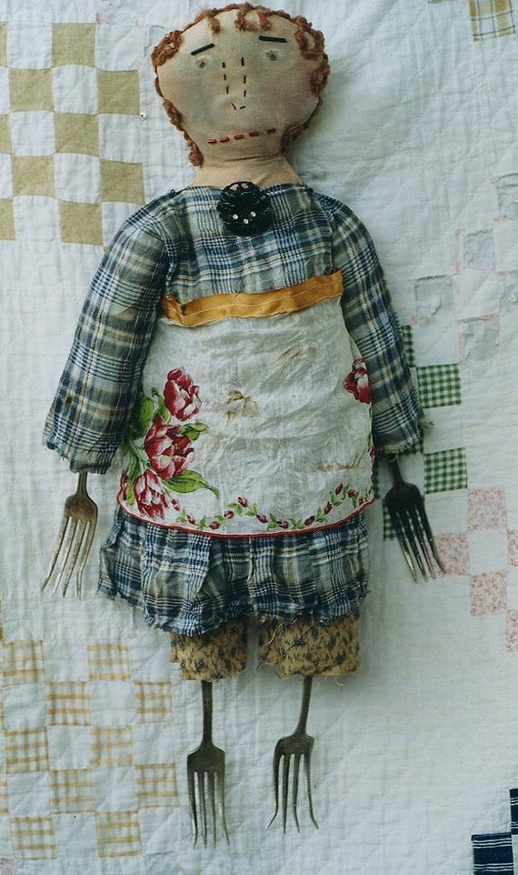 Primitive Cloth Doll Pattern Mixed Media EPattern PDF Old
