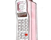 Items similar to 80s Brick Cell Phone Art Print Hand Drawing ...