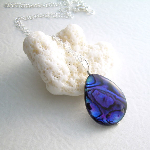 Purple Abalone Shell Pendant Seashell Necklace Grape