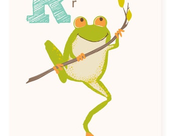 ABC card R is for Rabbit ABC wall art alphabet flash cards