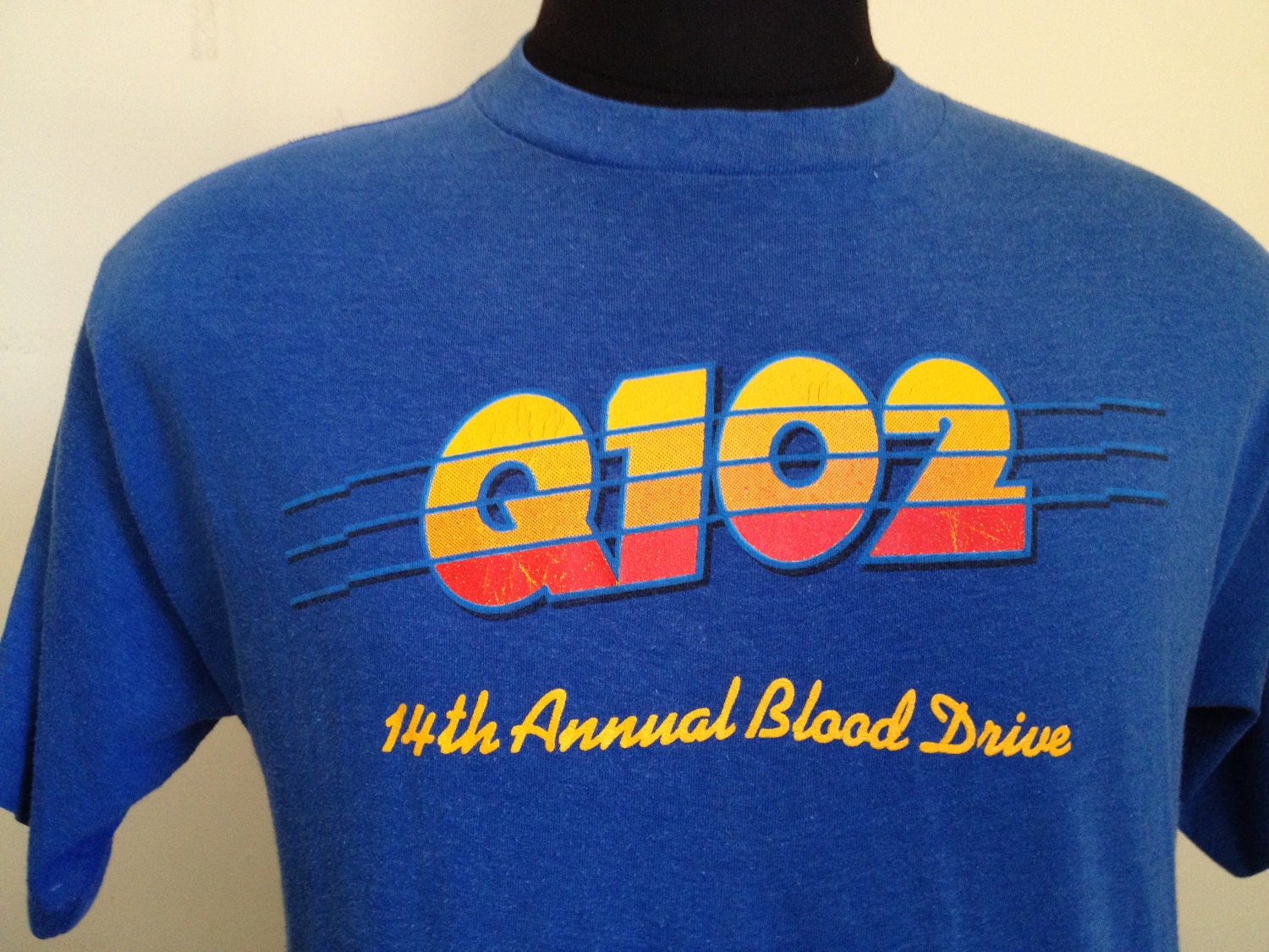 80s Vintage Q102 Annual Blood Drive T-Shirt XL X-LARGE