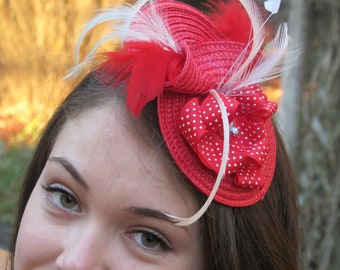 Red fascinator | Etsy
