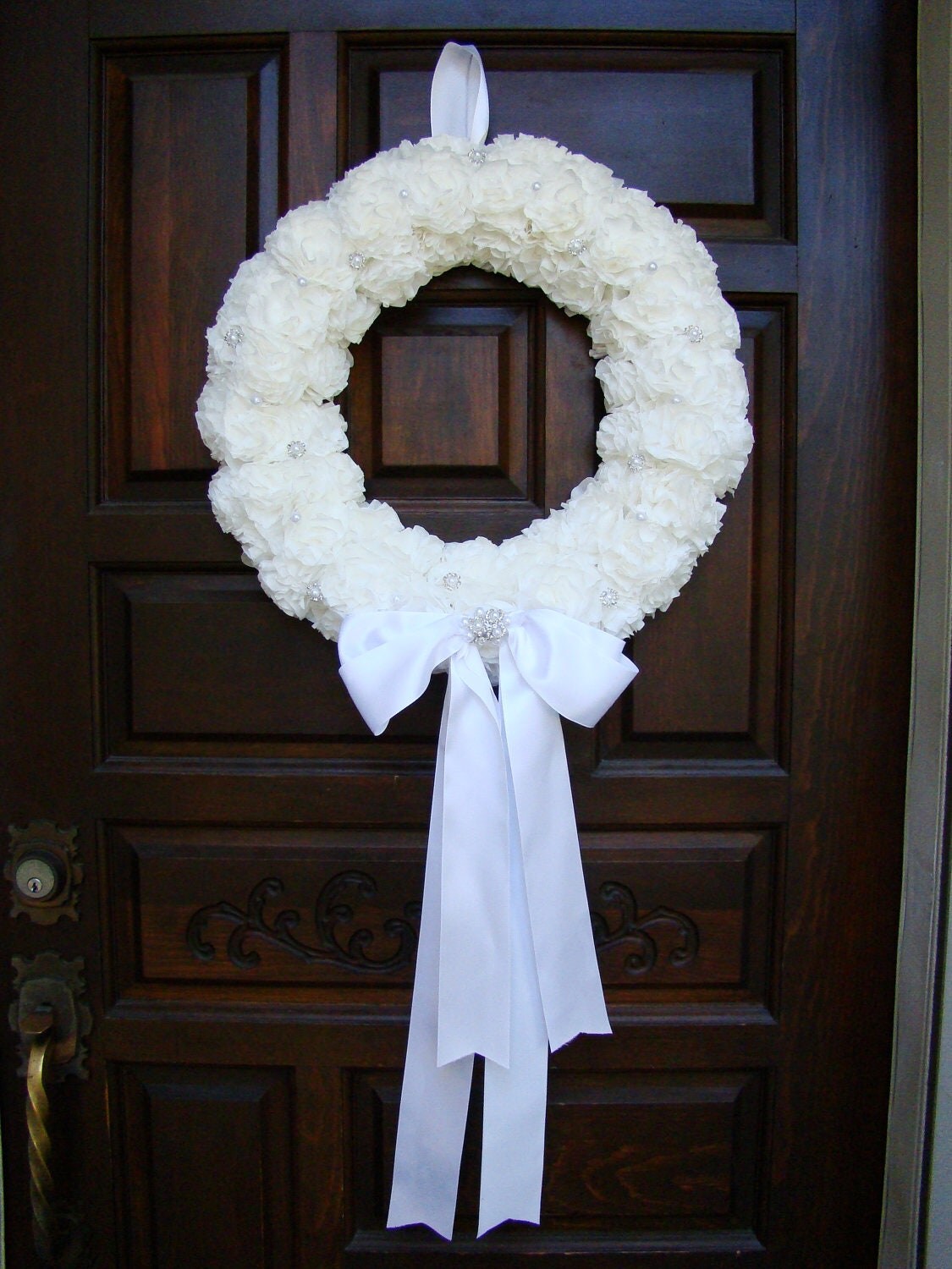 Elegant White Coffee Filter Flower Wedding Wreath