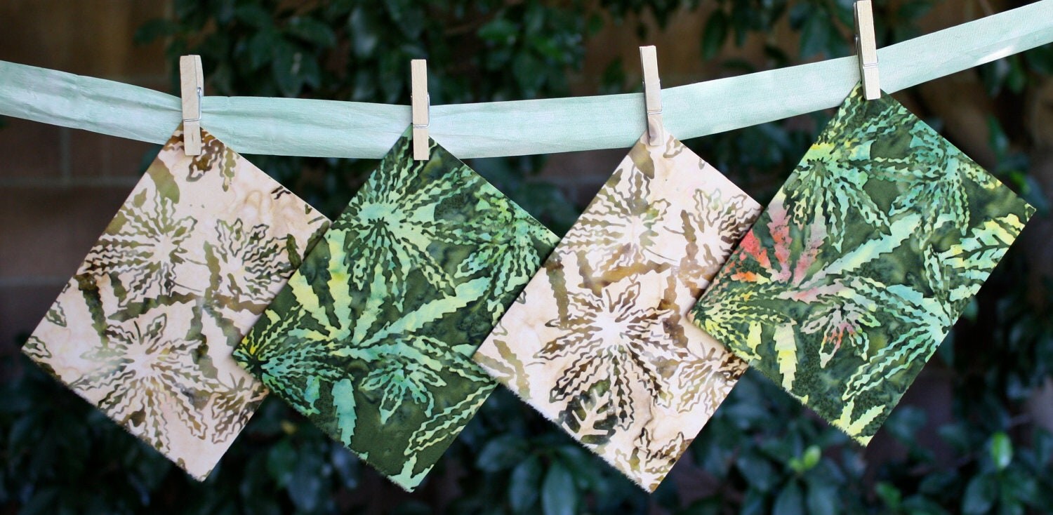 Reserved for Jessi Hemp Marijuana Leaf Batik Fabric Covered