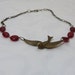 Ruby Quartz Bronze Bird Chain Necklace by tbyrddesigns on Etsy