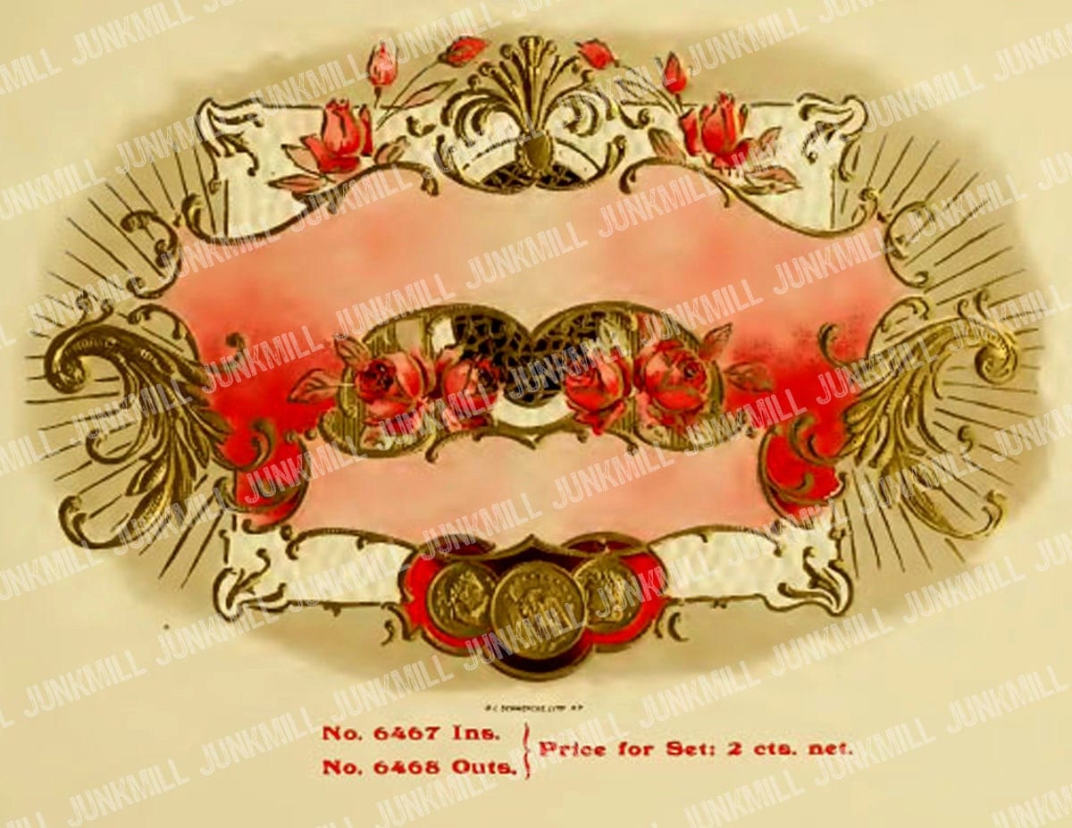 CIGAR BOX BORDERS 4 Large Digital Printable Images Vintage