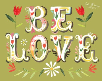 LOVE Block Letter Vertical Print Watercolor by thewheatfield