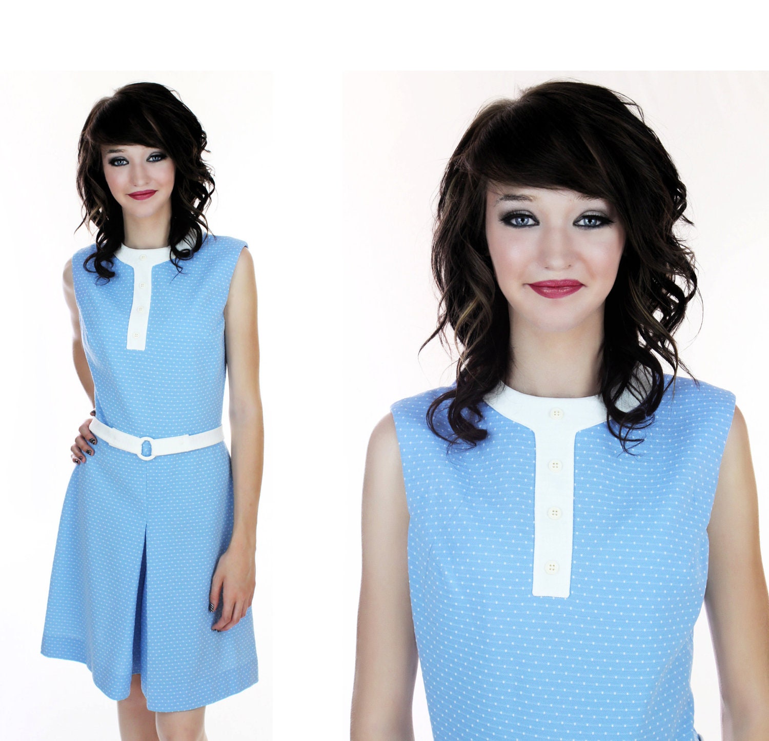 Mod Scooter Dress Vintage 60s Sixties Blue by neonthreadsdesigns