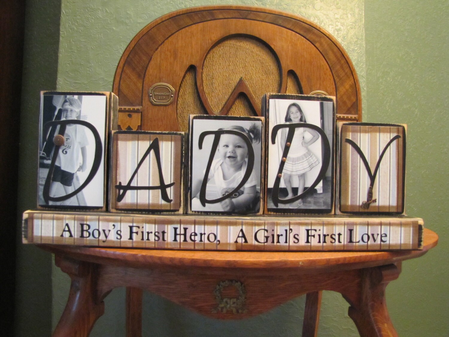 Daddy Photo Block Customized Daddy Sign Word Blocks with