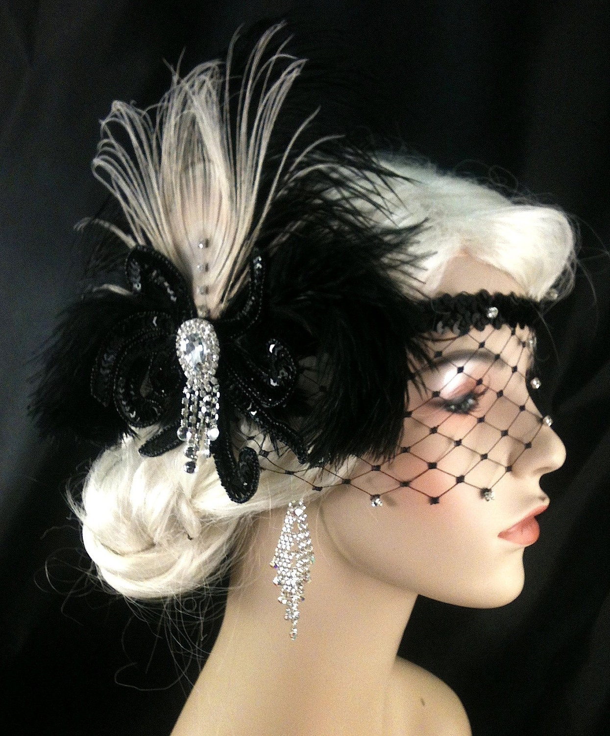 Flapper Headpiece Great Gatsby Headband Downton Abbey 1920s