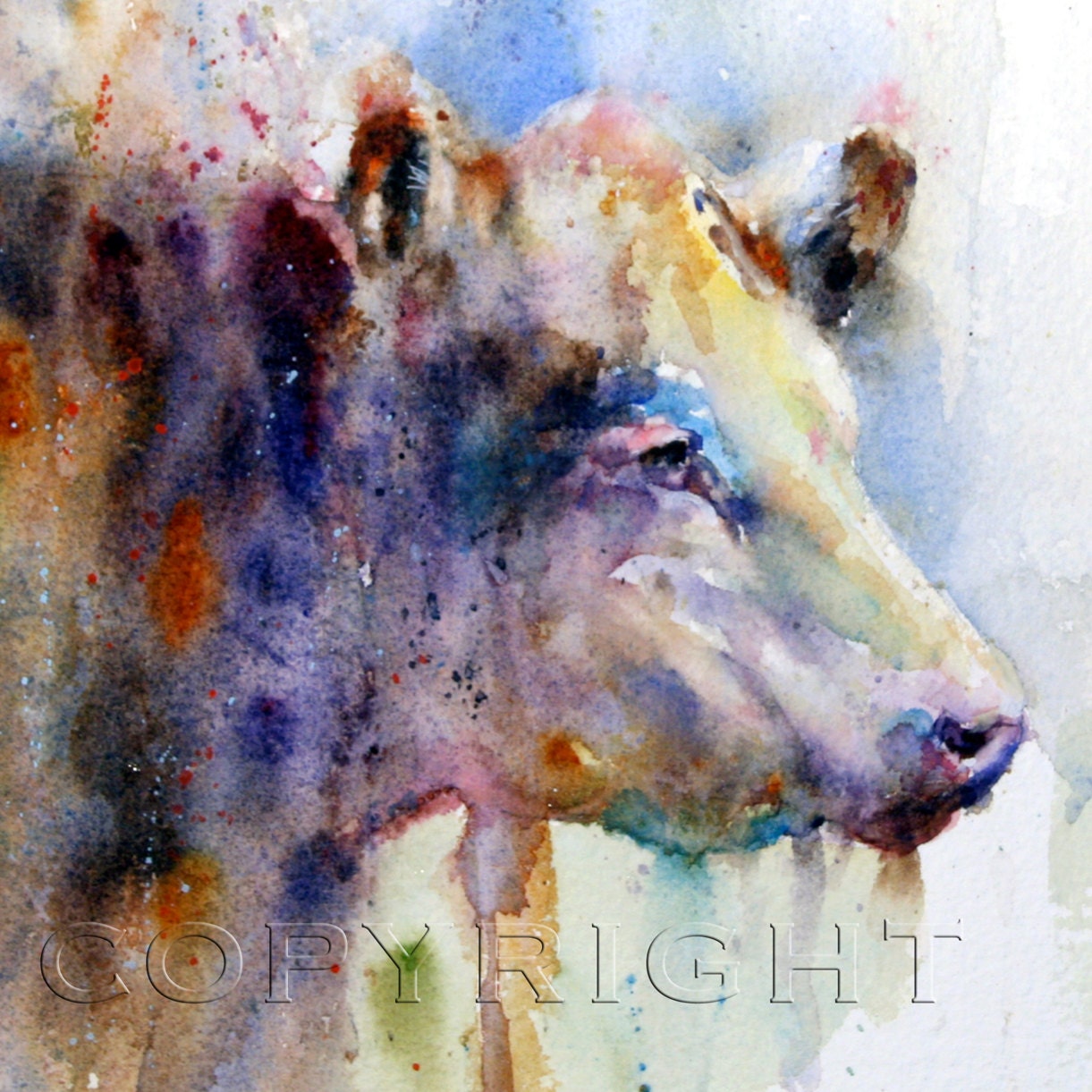 HEREFORD Cow Watercolor Print Cow Painting Cow Art by Dean