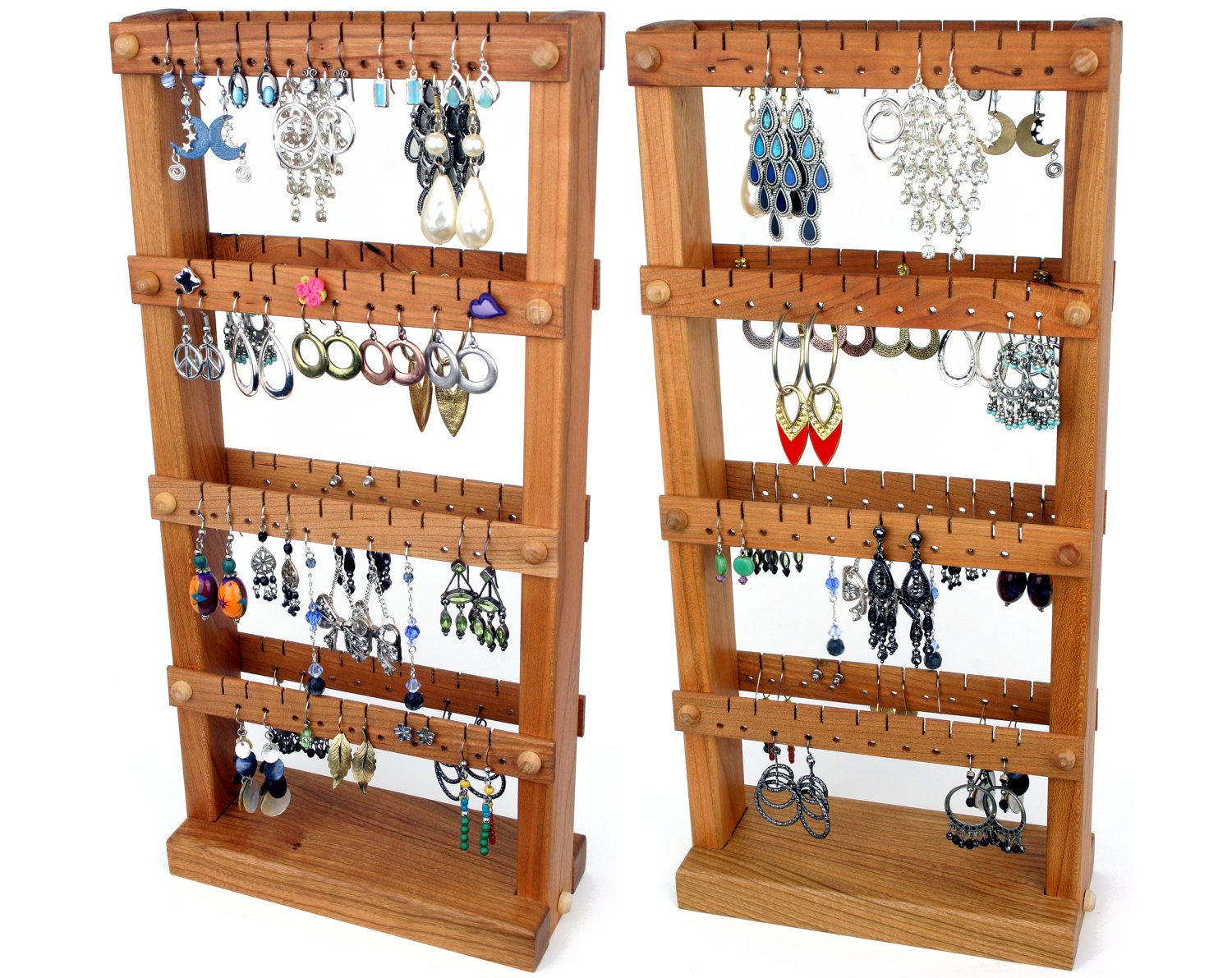 Jewelry Organizer Cherry Wood Earring holder Stand