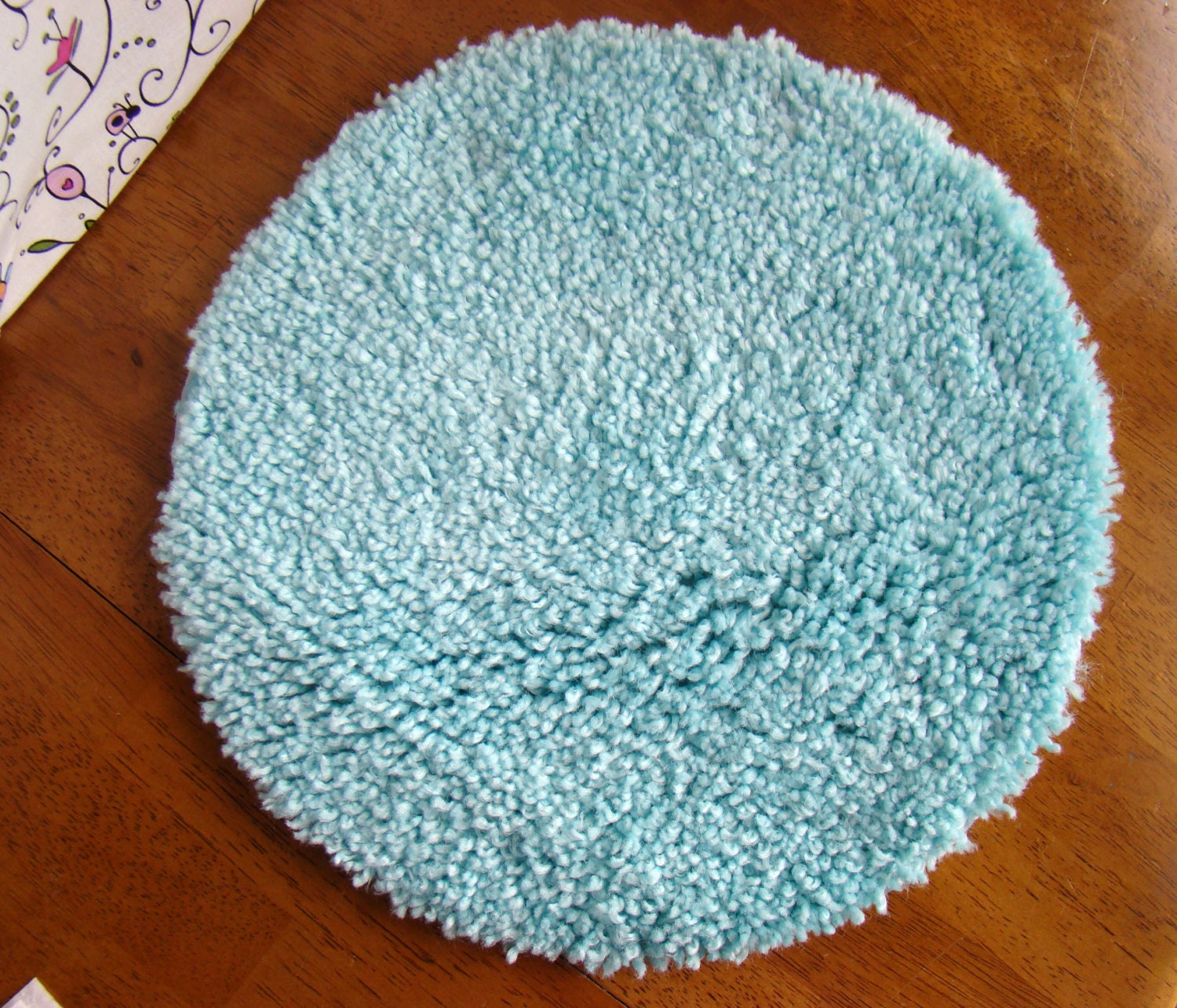 Barbie Furniture 12 Round Plush Turquoise Rug