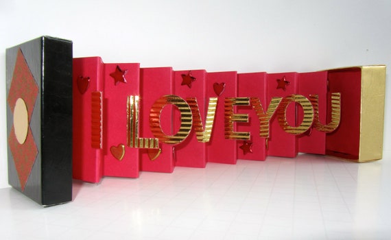 I LOVE YOU Card in a Very Small Box Original Design in Red and