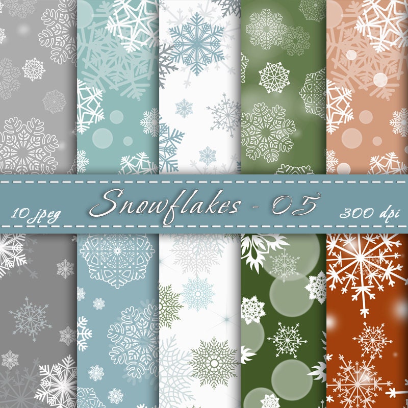 Snowflakes Digital Paper Digital Scrapbooking Paper Pack