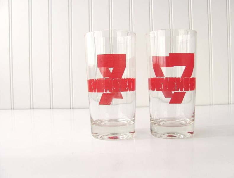 Mid Century Red Seven Glasses Highball Typography – Haute Juice
