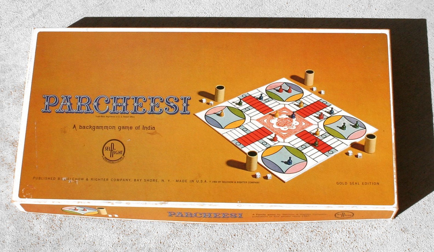 Vintage Parcheesi Board Game Gold Seal Edition by catchalldrawer