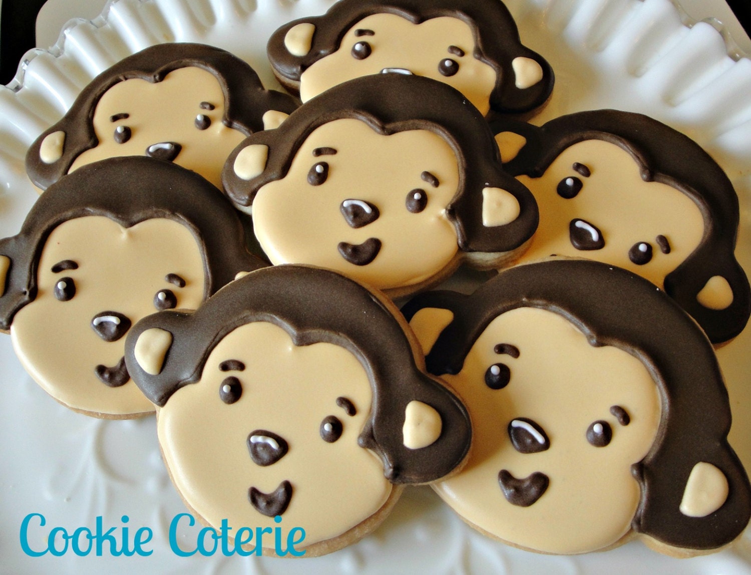 Monkey Themed Decorated Sugar Cookies Birthday Baby Shower