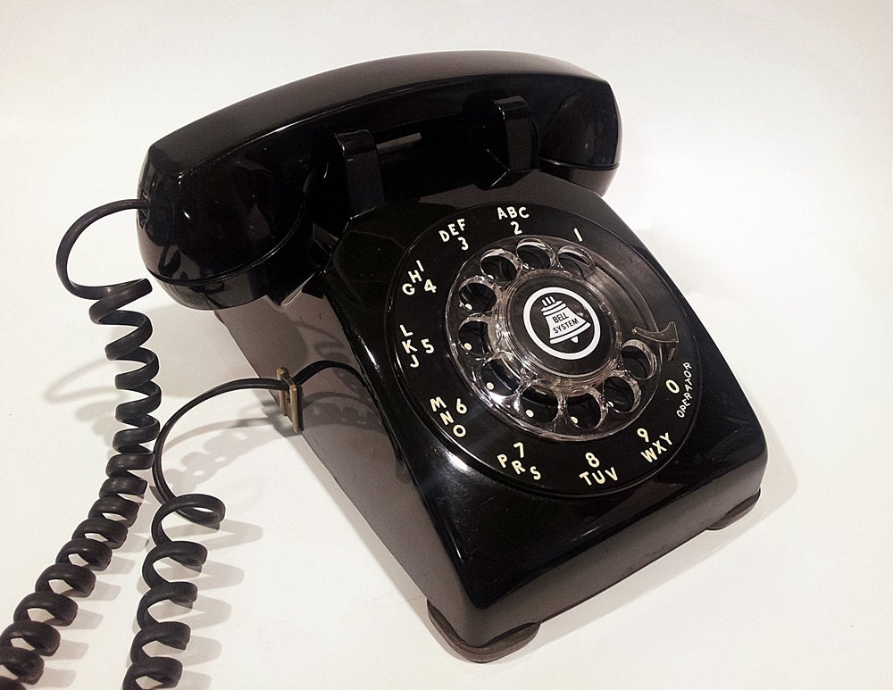 WORKING Black Rotary Phone Telephone 1963