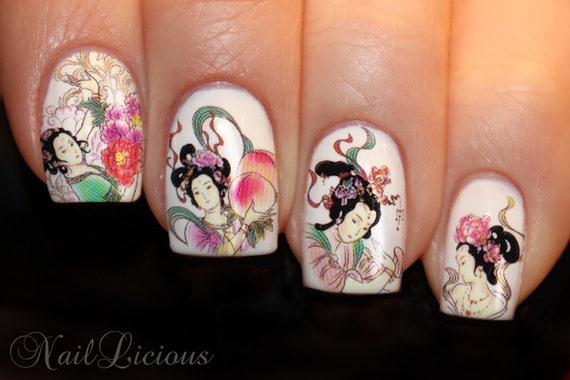 Japanese Geisha Nail Art Water Transfer Decal