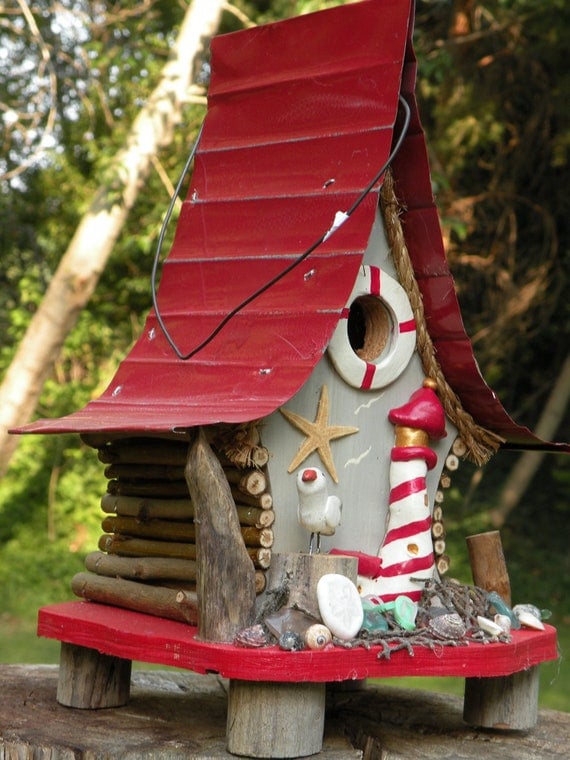 Lighthouse Beach Nautical Birdhouse