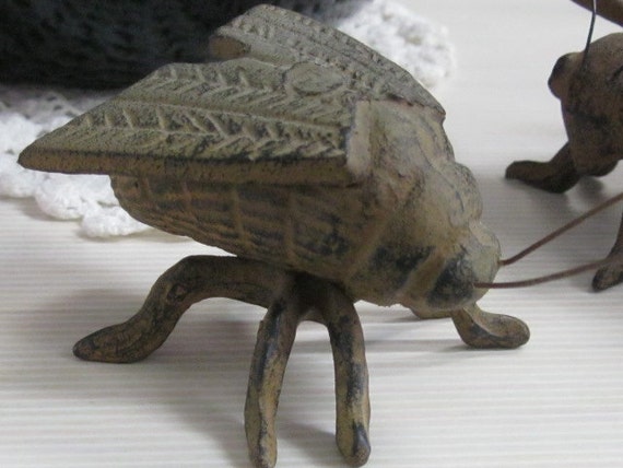 Huge Darling Vintage CAST IRON Bug INSECT Figurals
