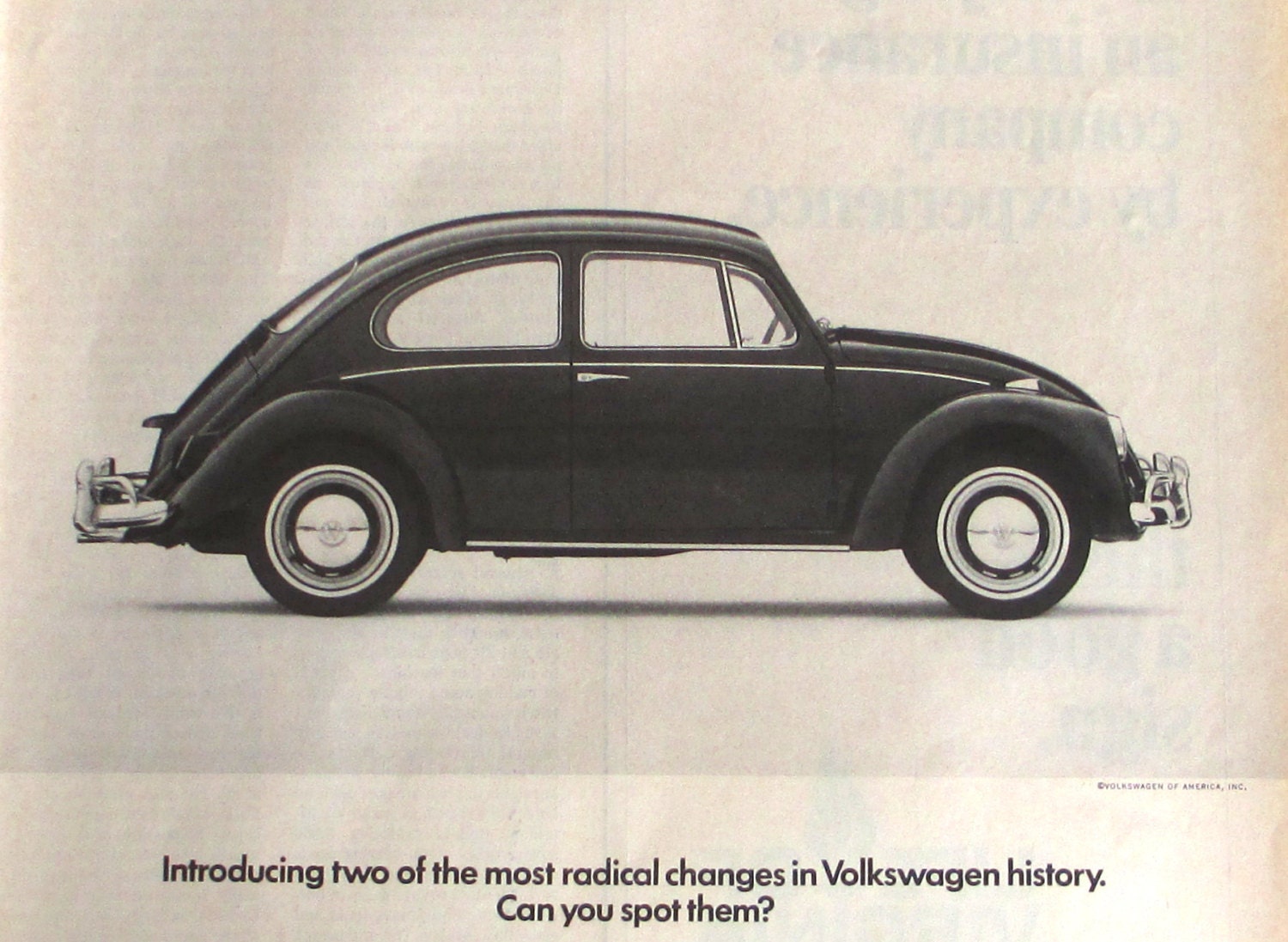 Volkswagen Beetle Ad Life Magazine 1960's Advertisement
