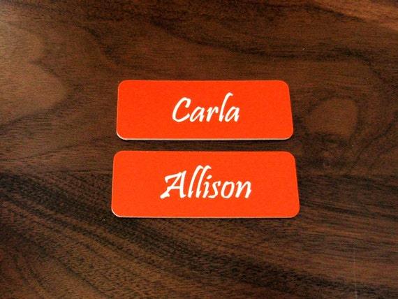 NAME TAG with magnet back text only