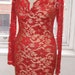 Baylis & Knight Red Nude LACE Long Sleeve POLLY Twist Pencil