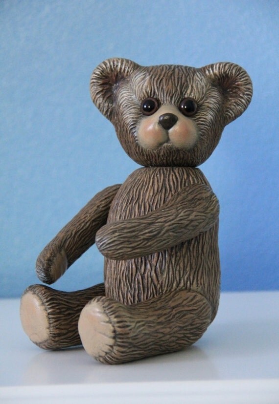 Vintage Ceramic Teddy Bear with Movable Arms Legs and Head