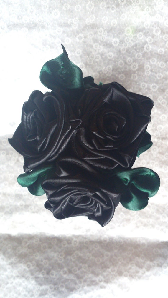 Black Ribbon Rose Posy