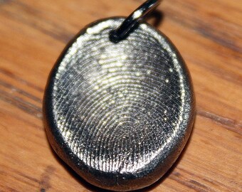 Silver Fingerprint Pendant Charm