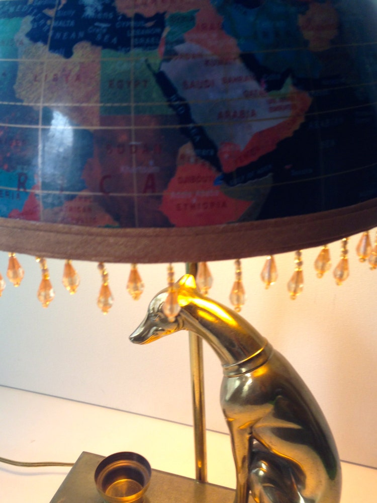 ART DECO GREYHOUND Whippet Brass Lamp by TheBohemianFarmhouse