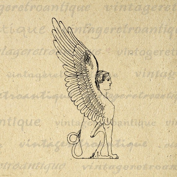 Digital Printable Sphynx Image Download by VintageRetroAntique