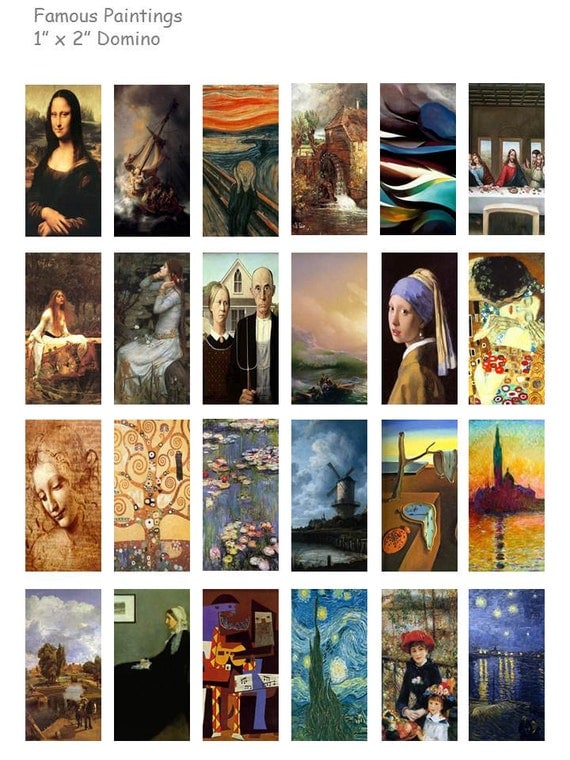 Famous Paintings Digital Collage Sheet 1 x 2 inch Domino