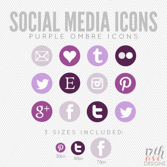 Purple Social Media Icons